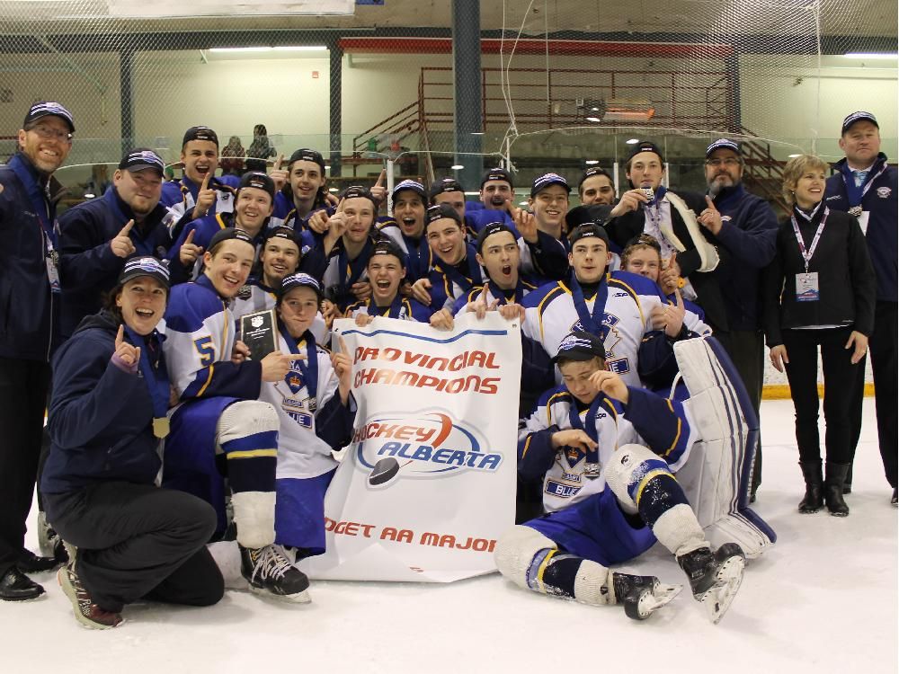Calgary Royals celebrating Major Midget AA provincial hockey title ...