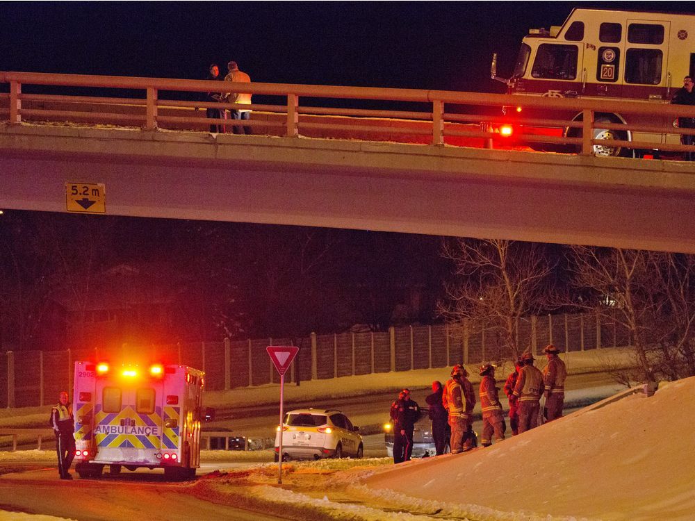 Driver Falls From Overpass Onto Glenmore Trail After Fleeing Accident