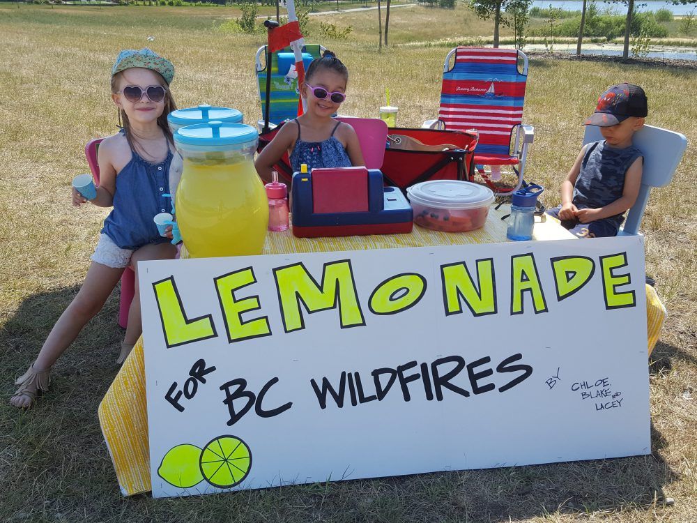 Calgary kids set up lemonade stand to raise cash for B.C. fire victims ...