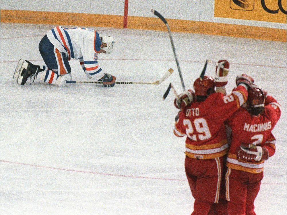 When the Flames beat the Oilers in a playoff series for the first time ...