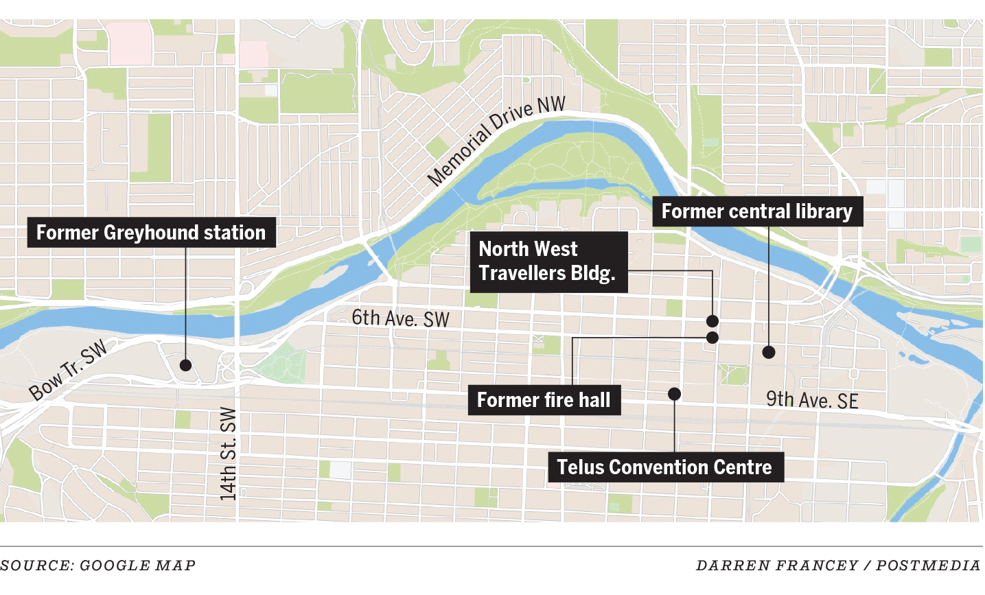 City identifies five locations for downtown Calgary police station ...