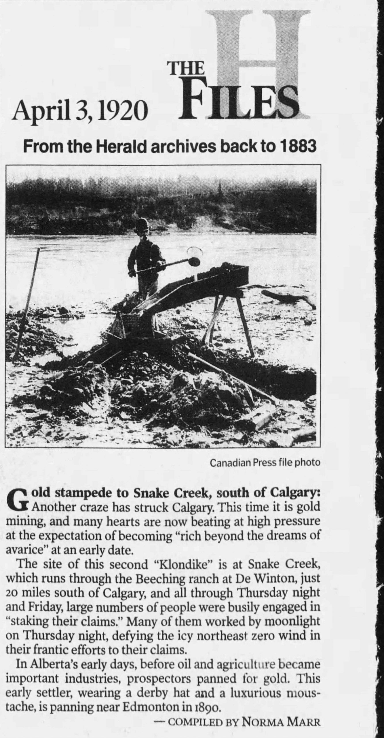 From the archives: Panning for gold in Alberta | Calgary Herald