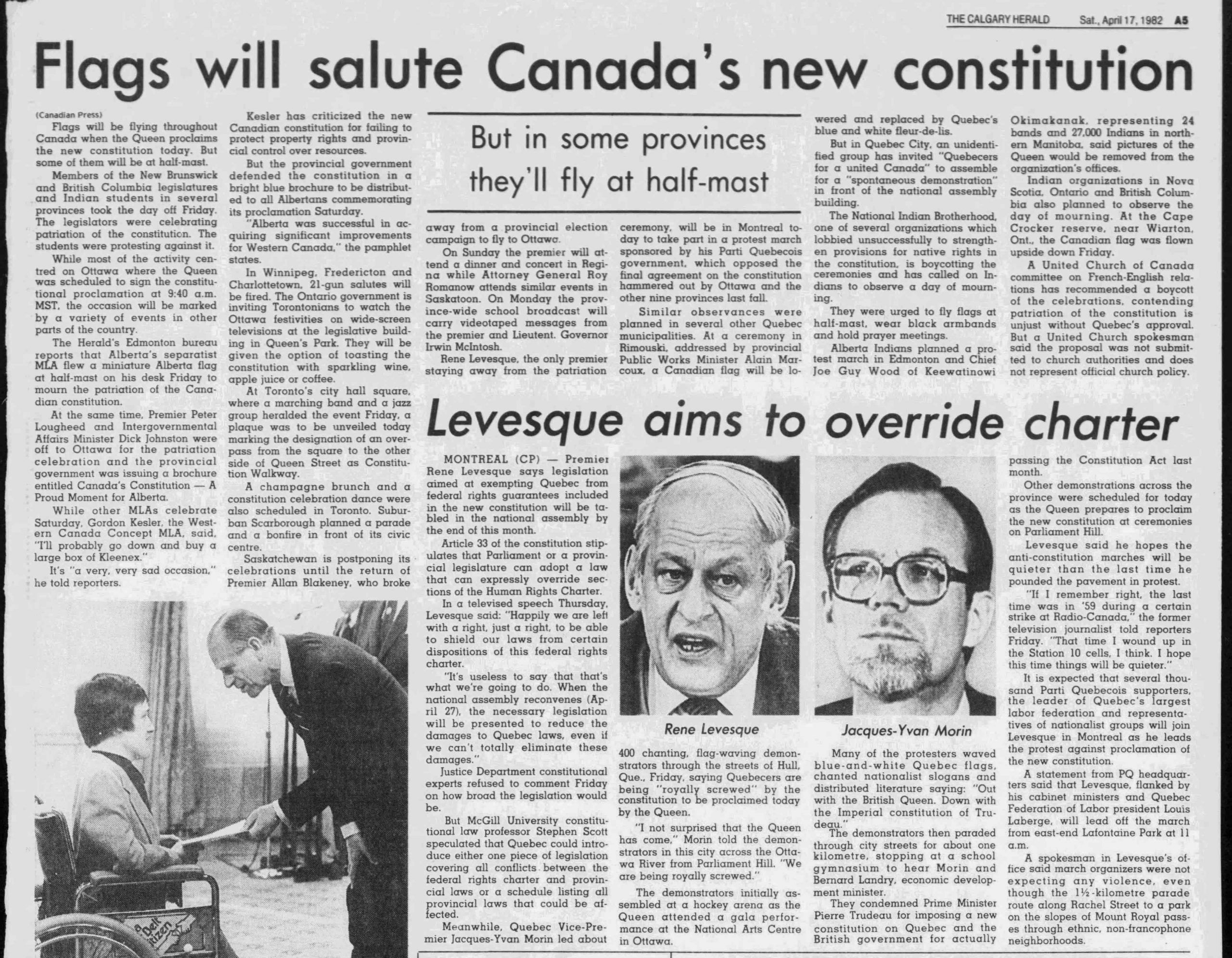 From the archives: 39 years ago, Canada got its own Constitution ...
