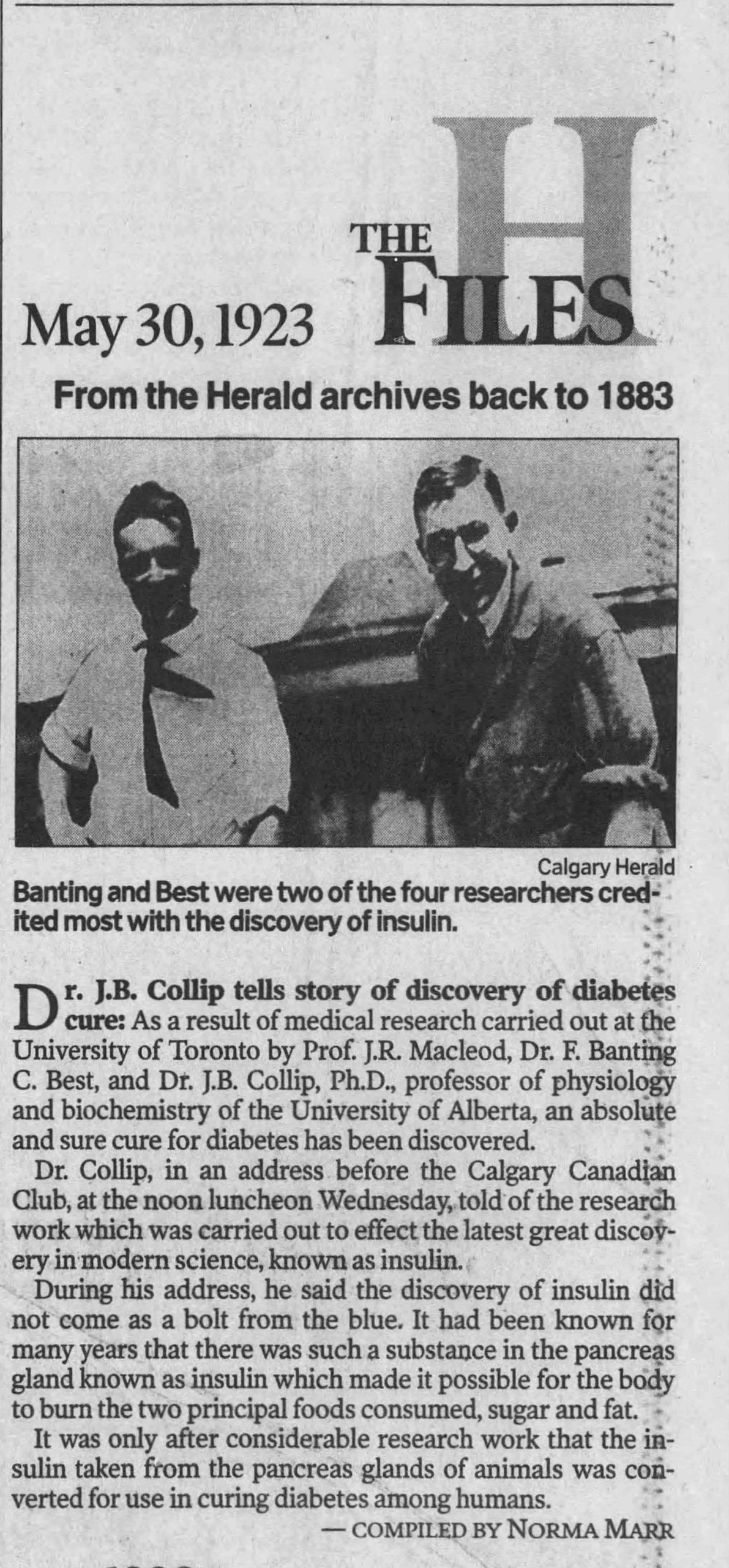 The Alberta doc who played a vital role in the discovery of insulin ...
