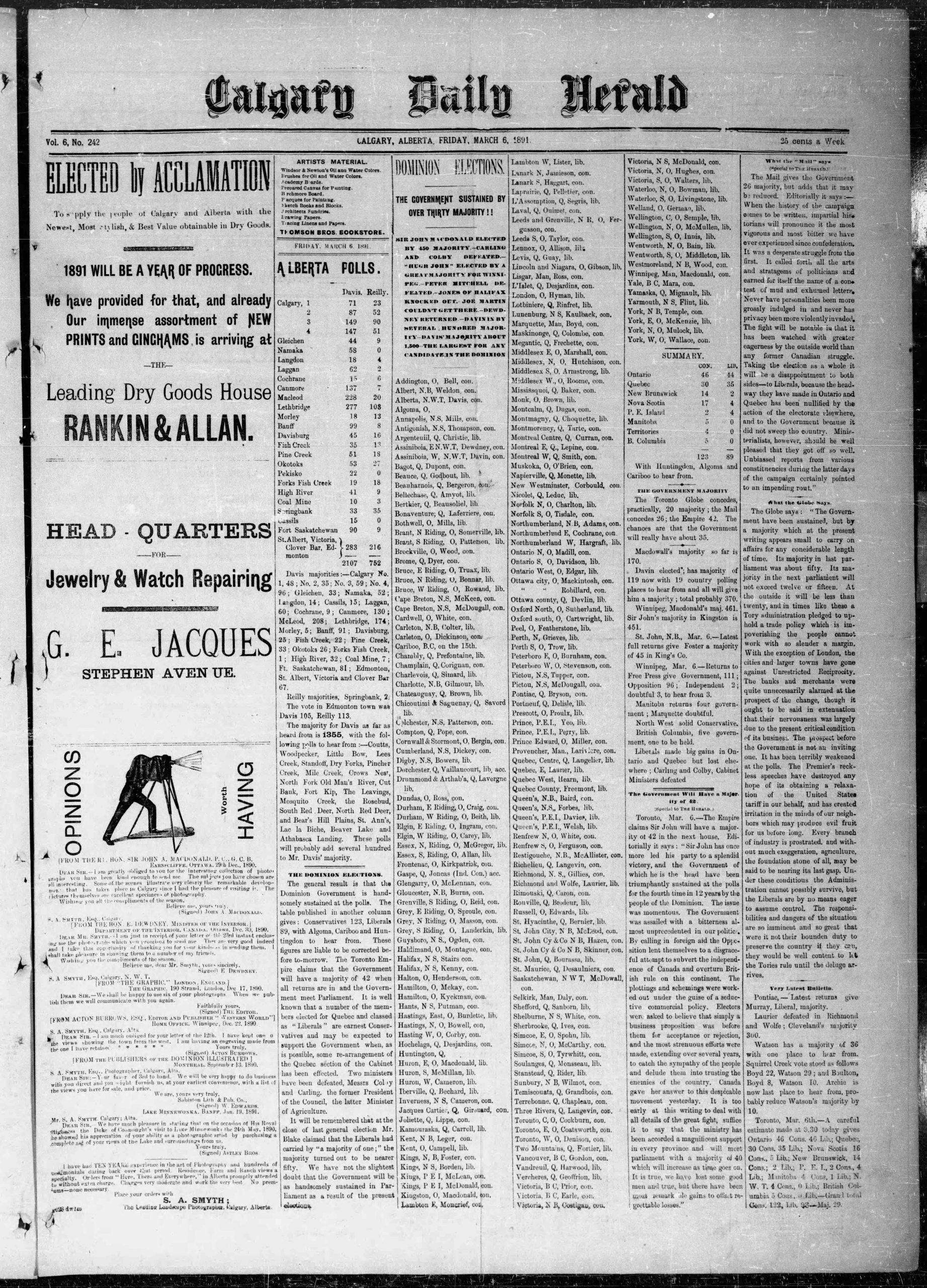 Crowd sings in 'delight' as Liberals defeated — 114 years ago | Calgary ...