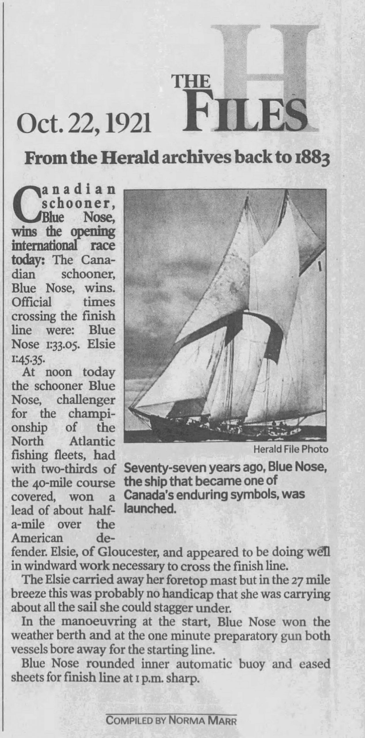 The legend of Bluenose begins with a key victory: 100 years ago today ...