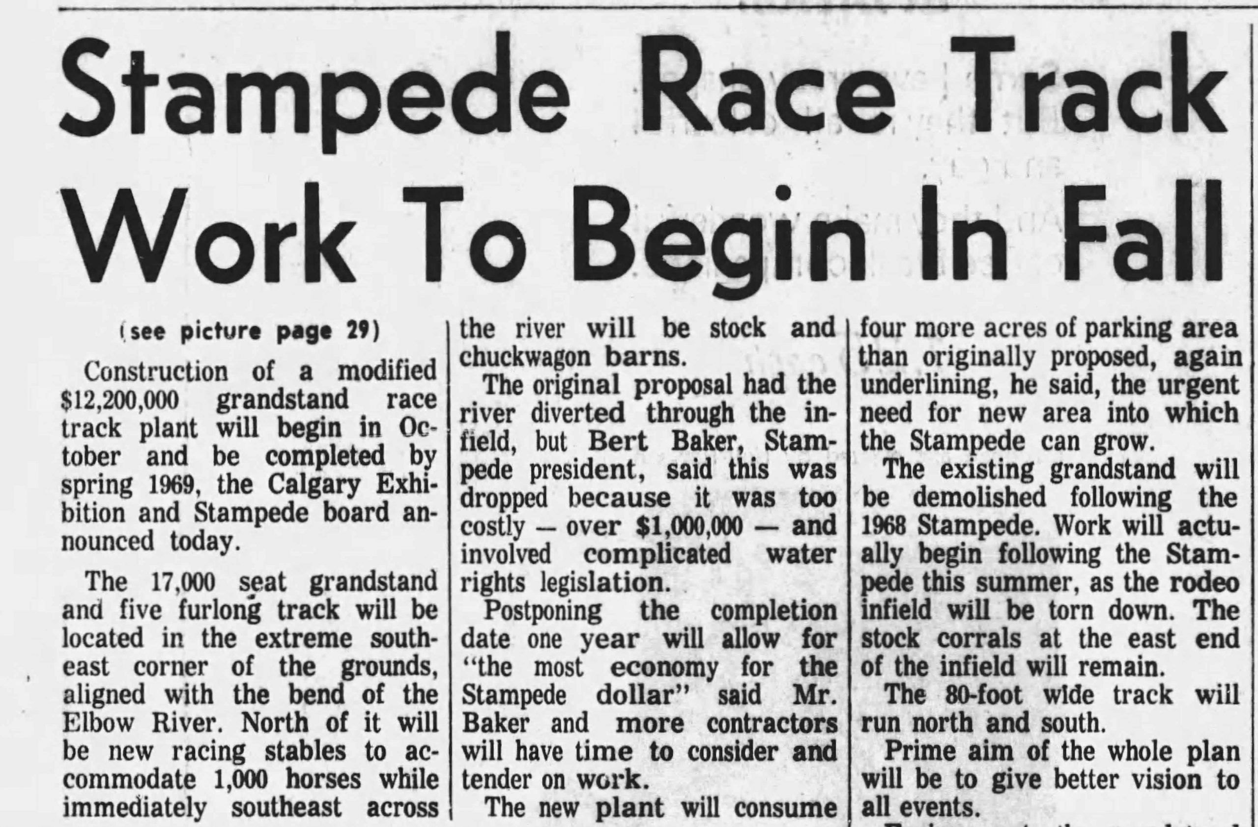 A river in the middle of the Stampede infield? That was the 1966 plan ...