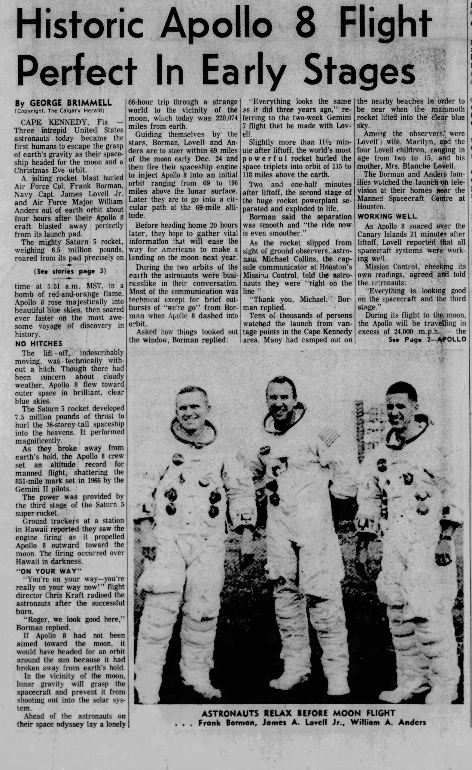 On this day in history: Apollo 8 succeeds, a lunar eclipse occurs ...