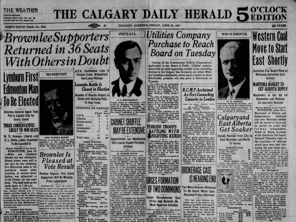 Dynasties and defeats: 30 elections, 30 historic front pages | Calgary ...