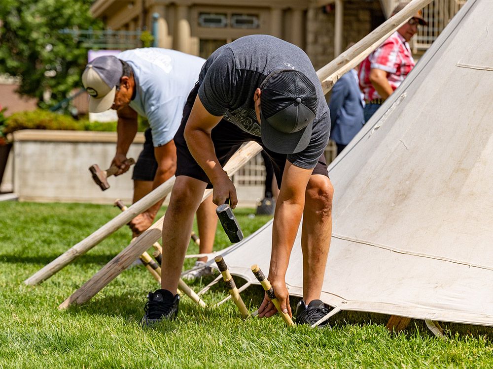 Photos: Tipi raised at Lougheed House for the first time in 130 years ...