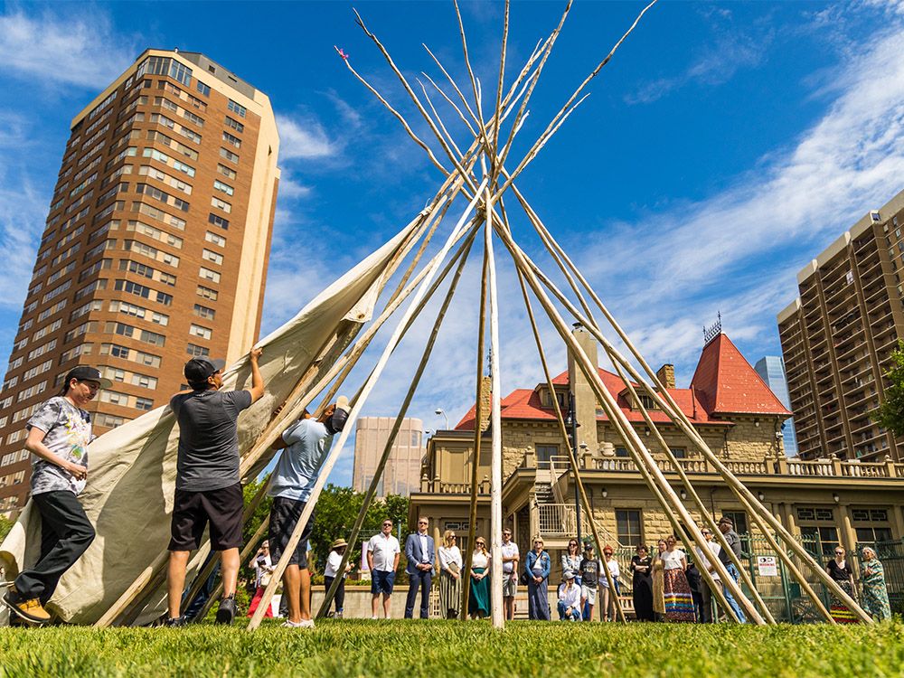 Photos: Tipi raised at Lougheed House for the first time in 130 years ...
