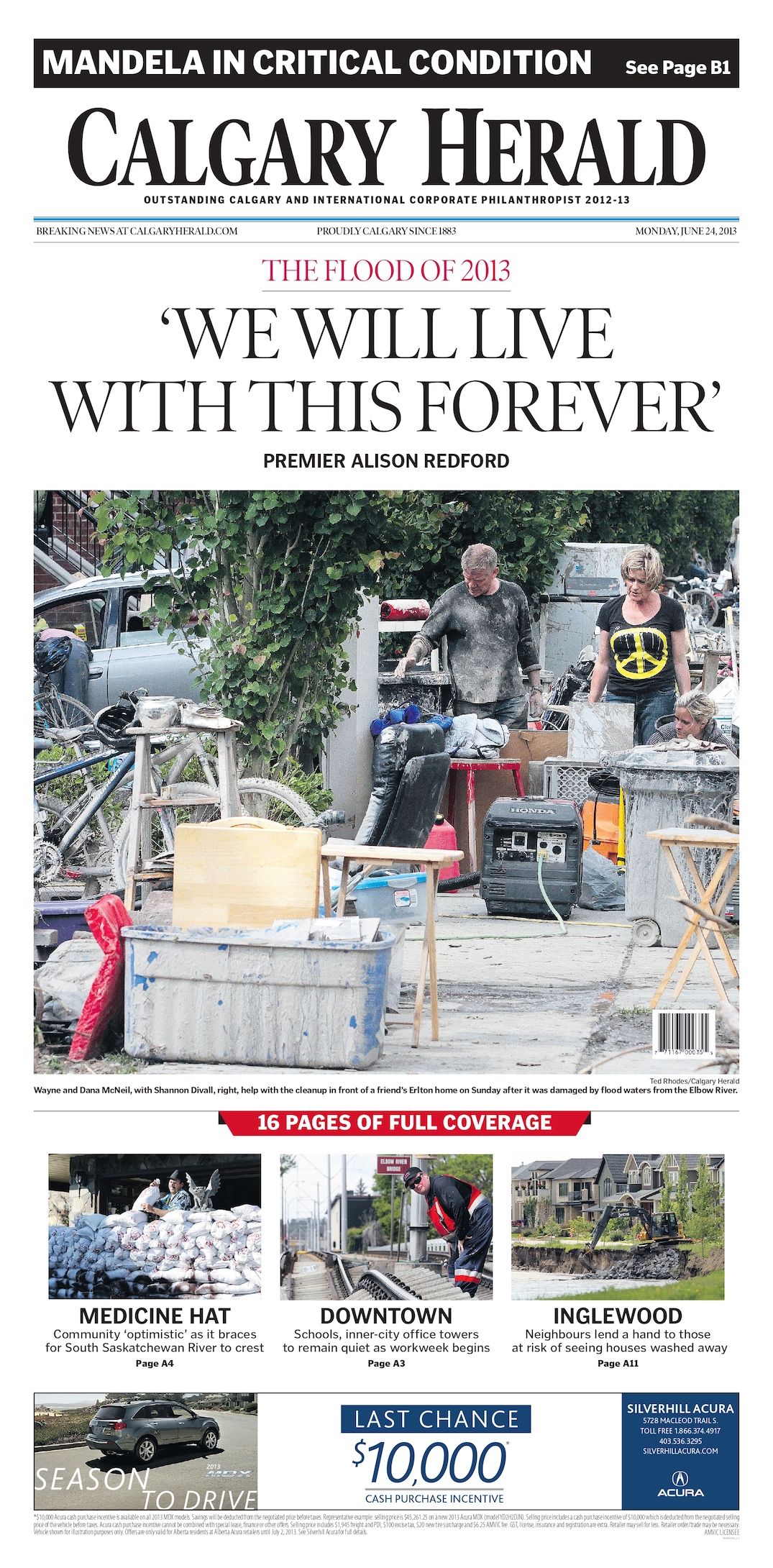 Calgary Herald front pages during the 2013 flood | Calgary Herald