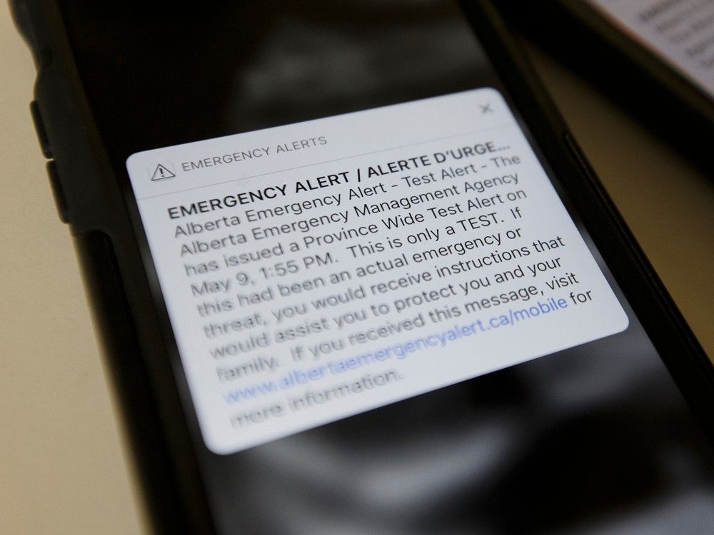 Test of Alberta Emergency Alert system set for Wednesday | Calgary Herald