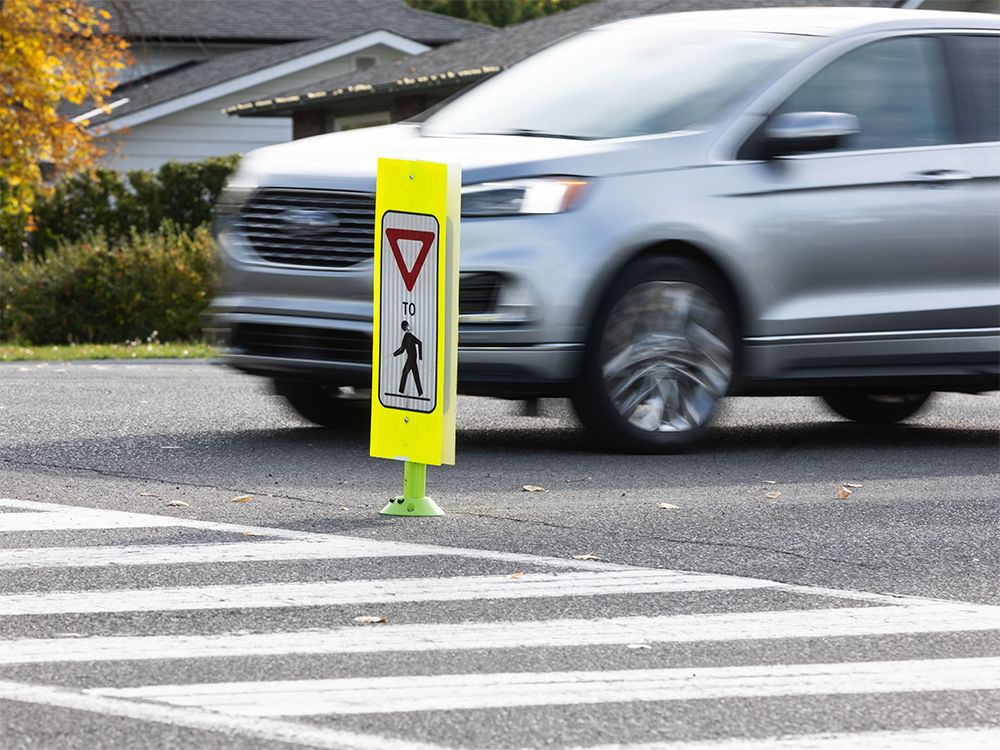New in-street crosswalk signs take a beating in Calgary school zones ...