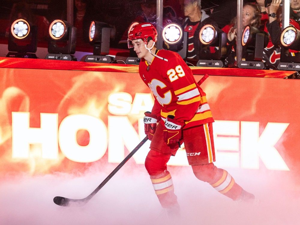 Rookie forward Sam Honzek joins exclusive club in Flames’ home-opener | Calgary Herald