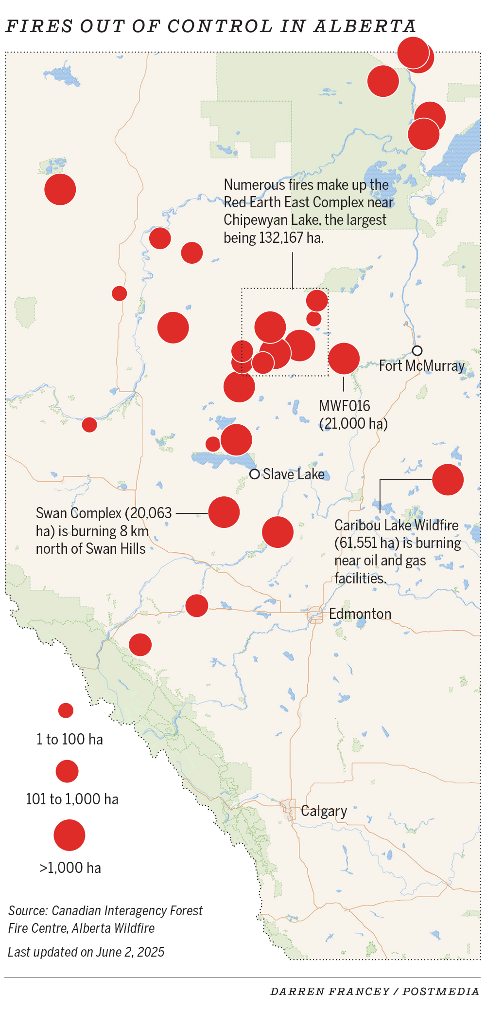 Wildfire updates: 26 Alberta blazes deemed out of control | Calgary Herald