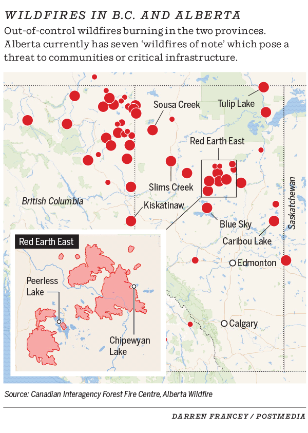 Wildfire updates: Air quality warning for Calgary | Two fires merge in ...