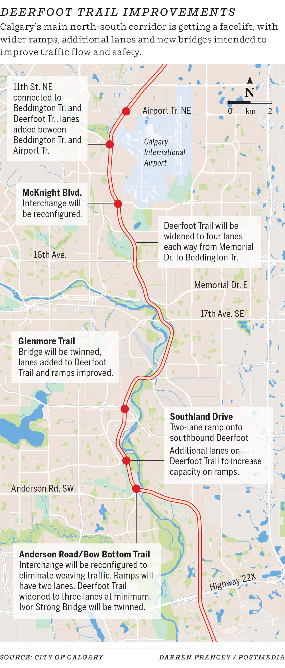 Deerfoot construction: Adding lanes, bridges promises traffic relief ...