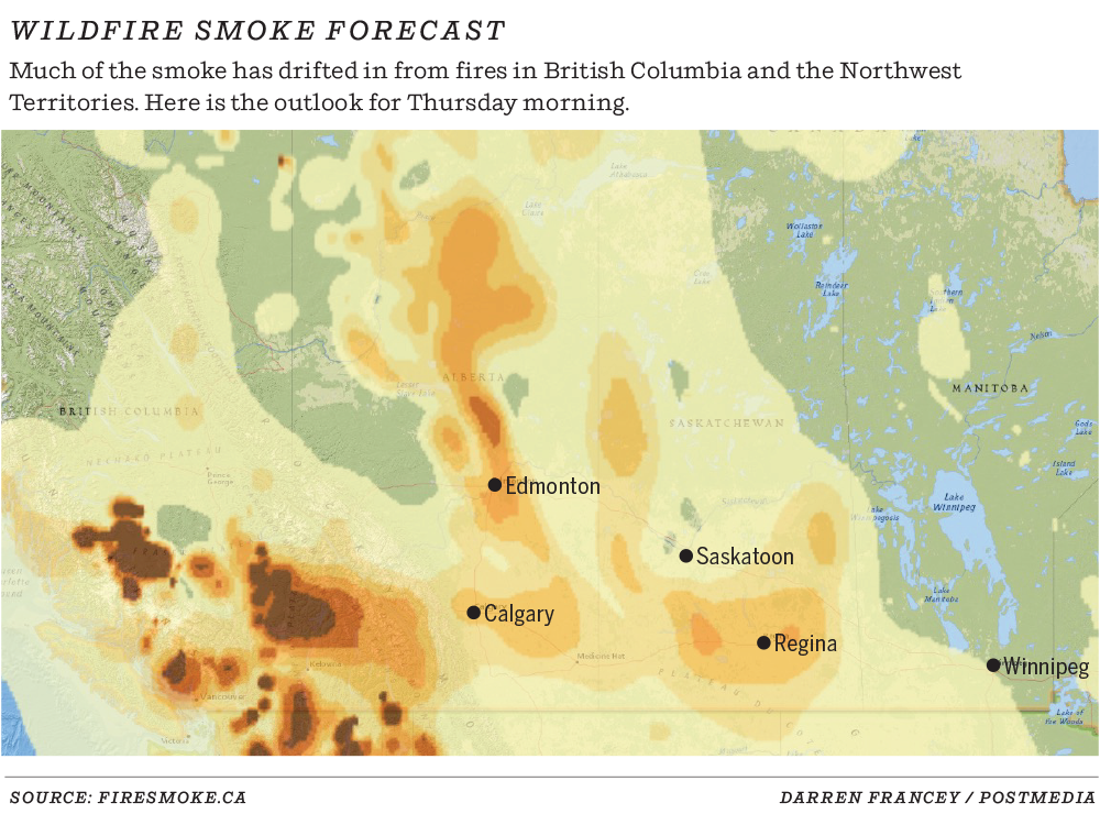 Moderate health risks for Calgarians as smoke continues to blanket the city