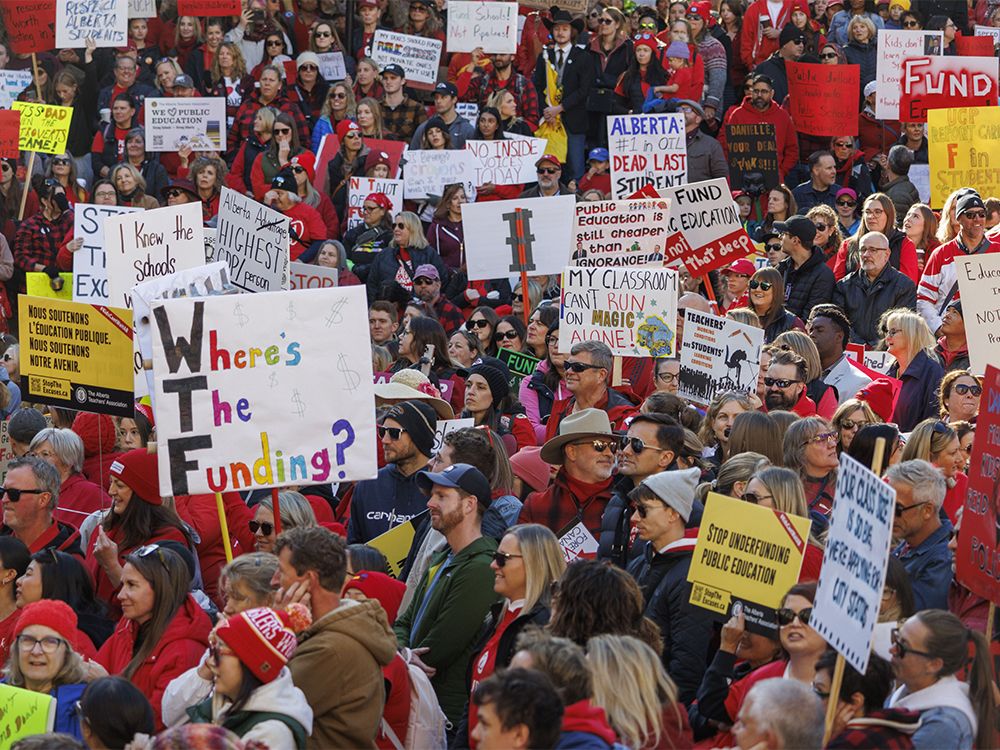 Thousands rally in Calgary ahead of provincewide teachers' strike ...