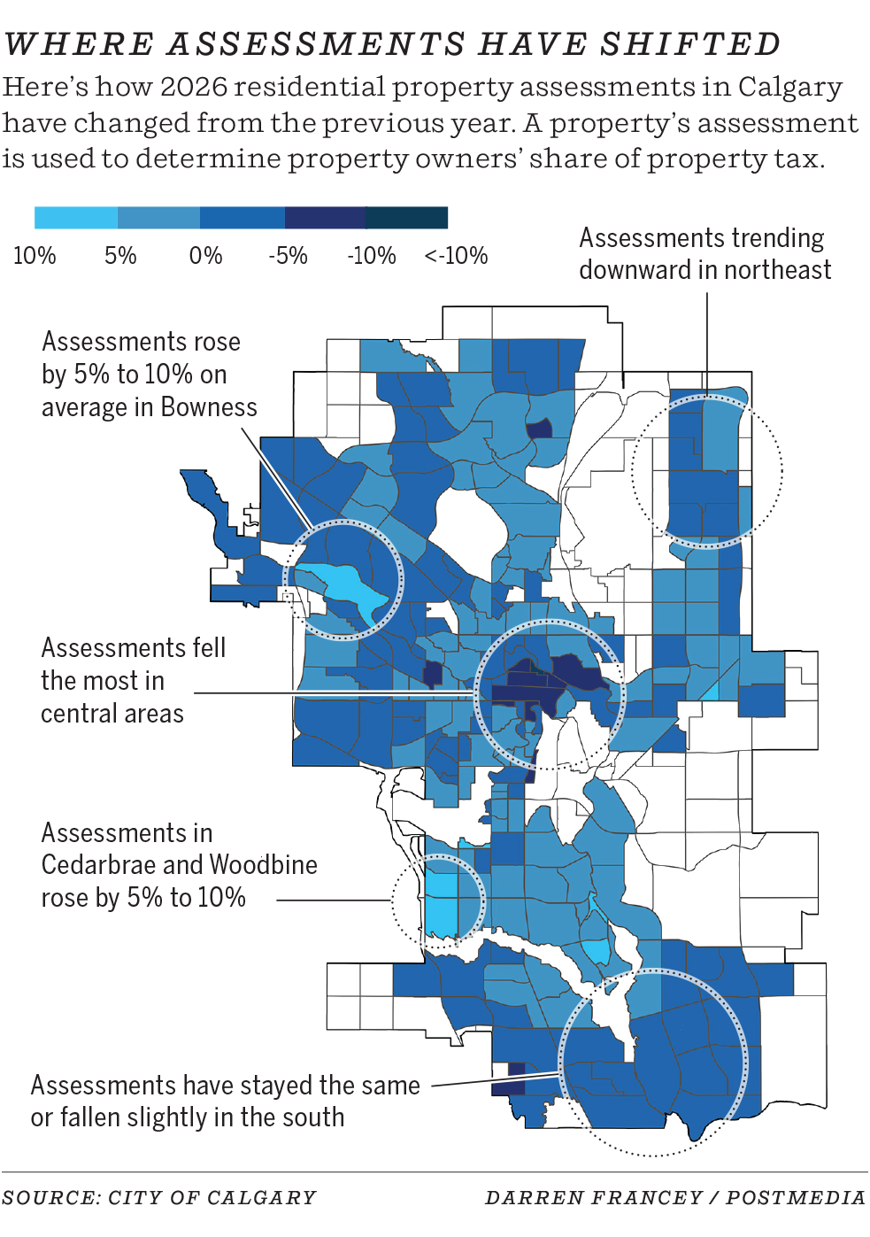 Property assessments mainly down or up slightly in Calgary, taxes up ...