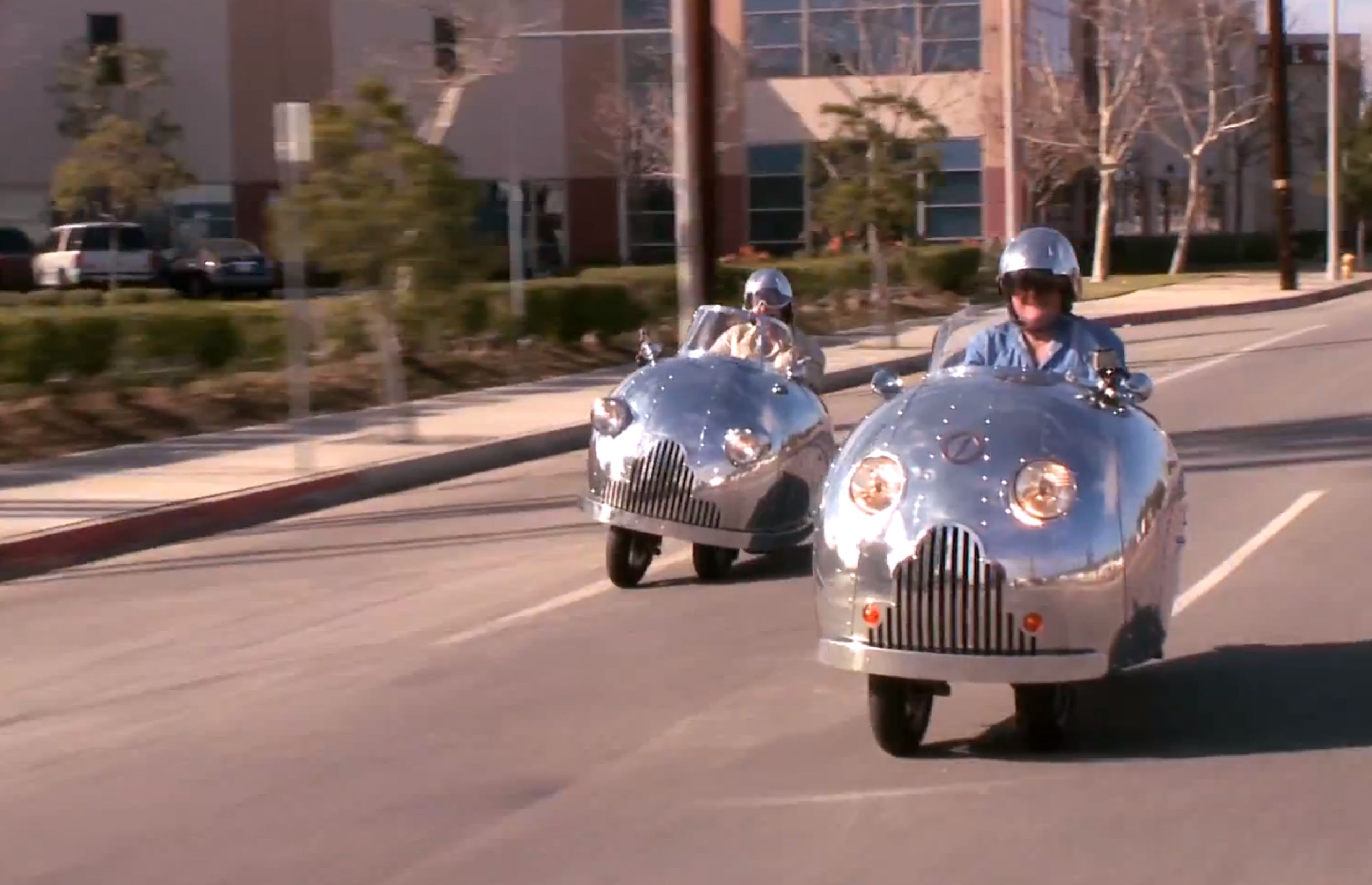 Jay Leno takes 'stupid fun' retro metallic pod cars for a ride | Driving