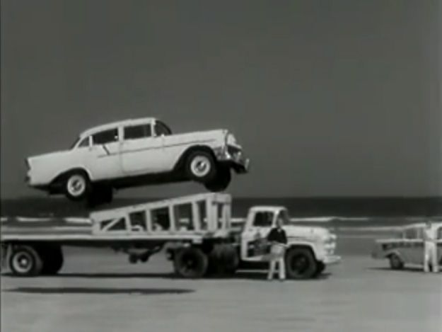 Chevy promoted its new cars in 1956 by jumping and crashing them | Driving
