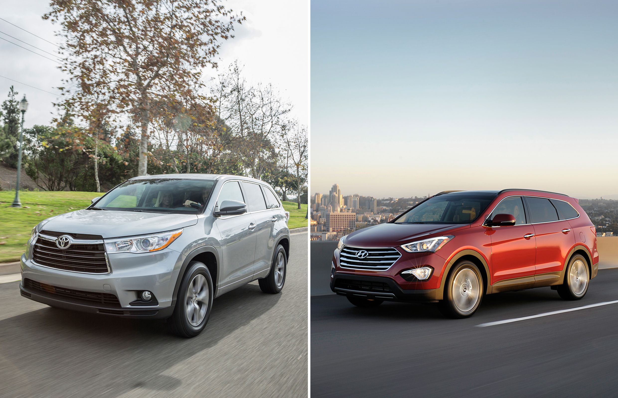 SUV Comparison: Toyota Highlander vs. Hyundai Santa Fe XL | Driving