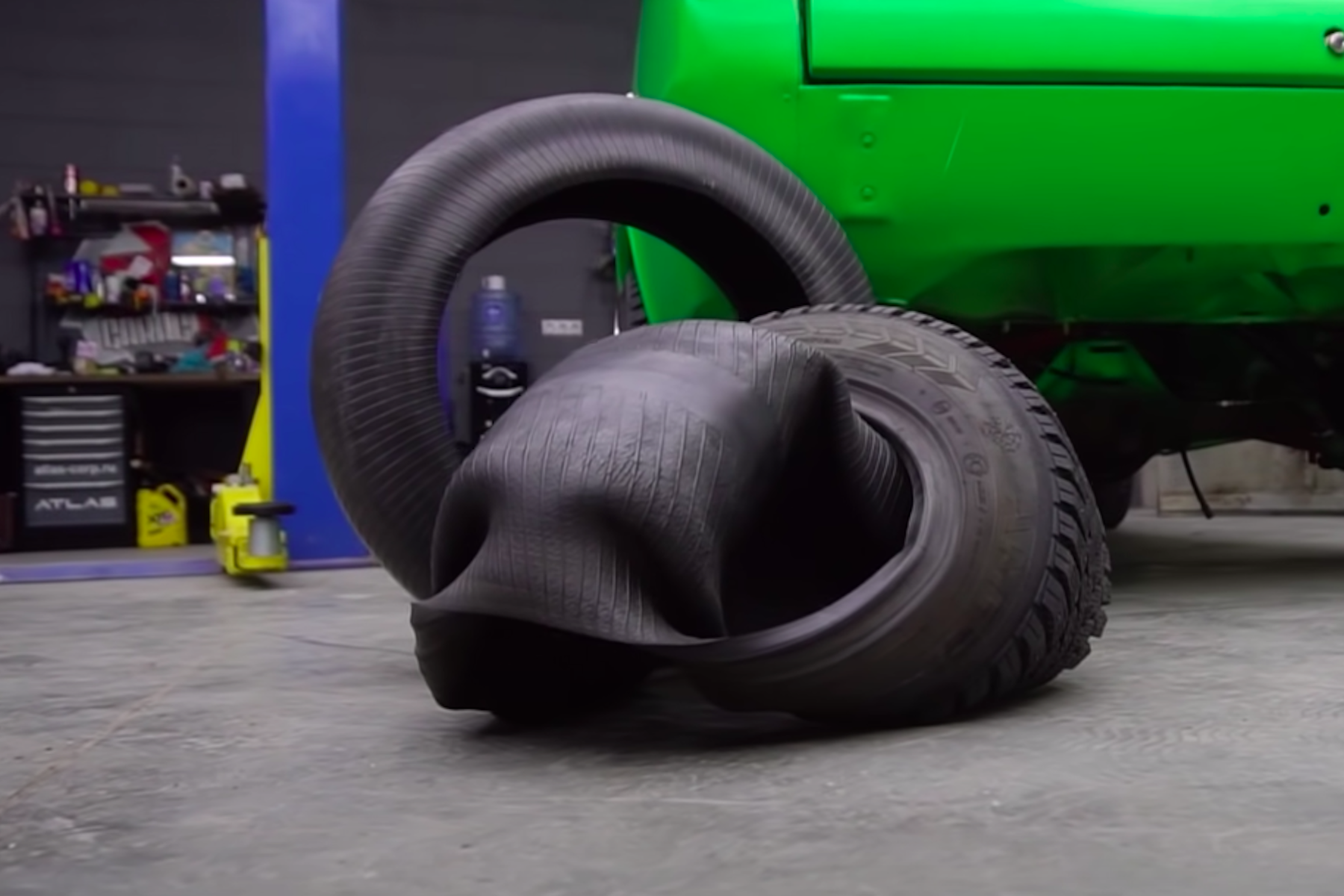 Russian YouTubers turn tires inside-out, put them on a Lada | Driving