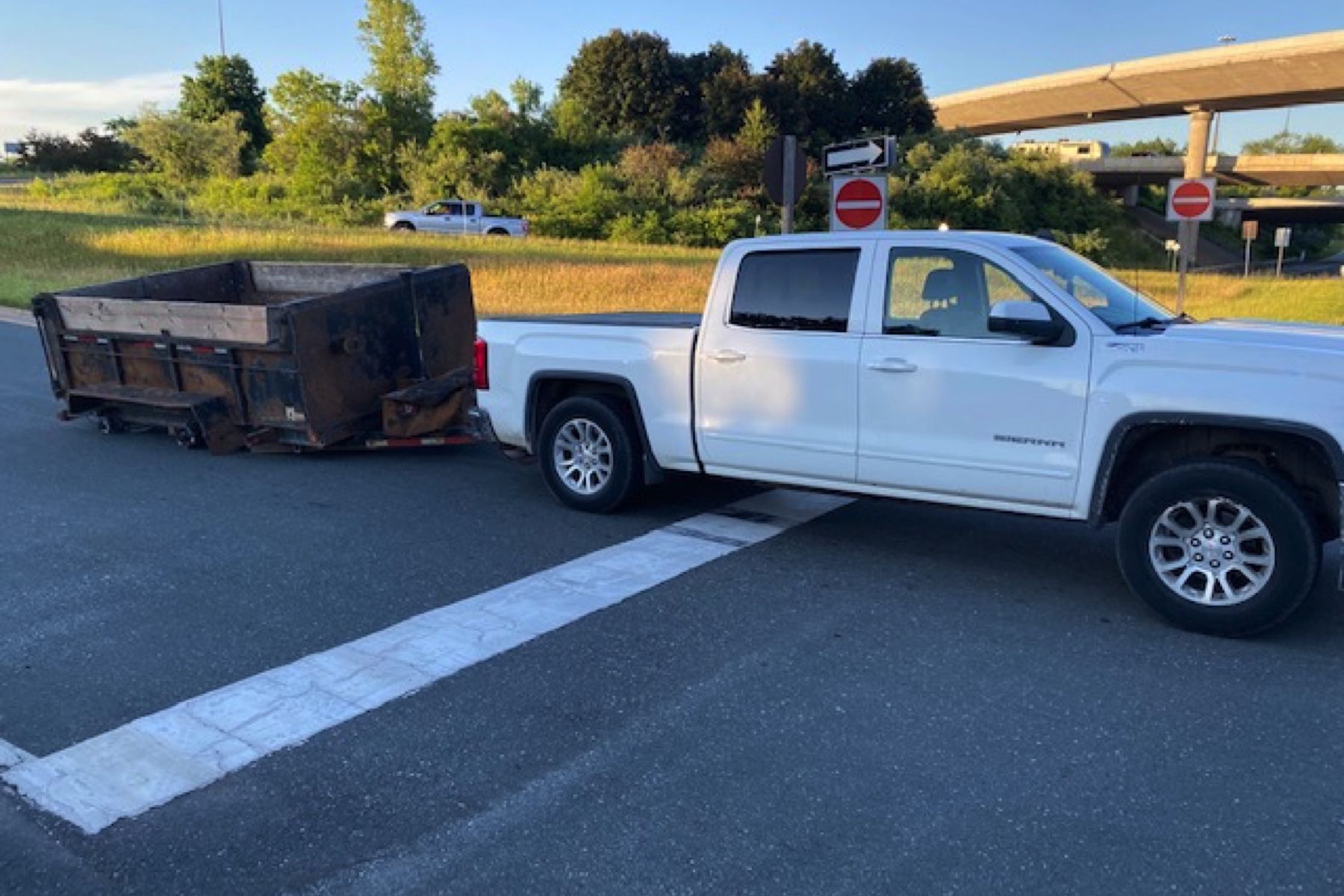 OPP arrest impaired driver towing trailer with no wheels on one side ...