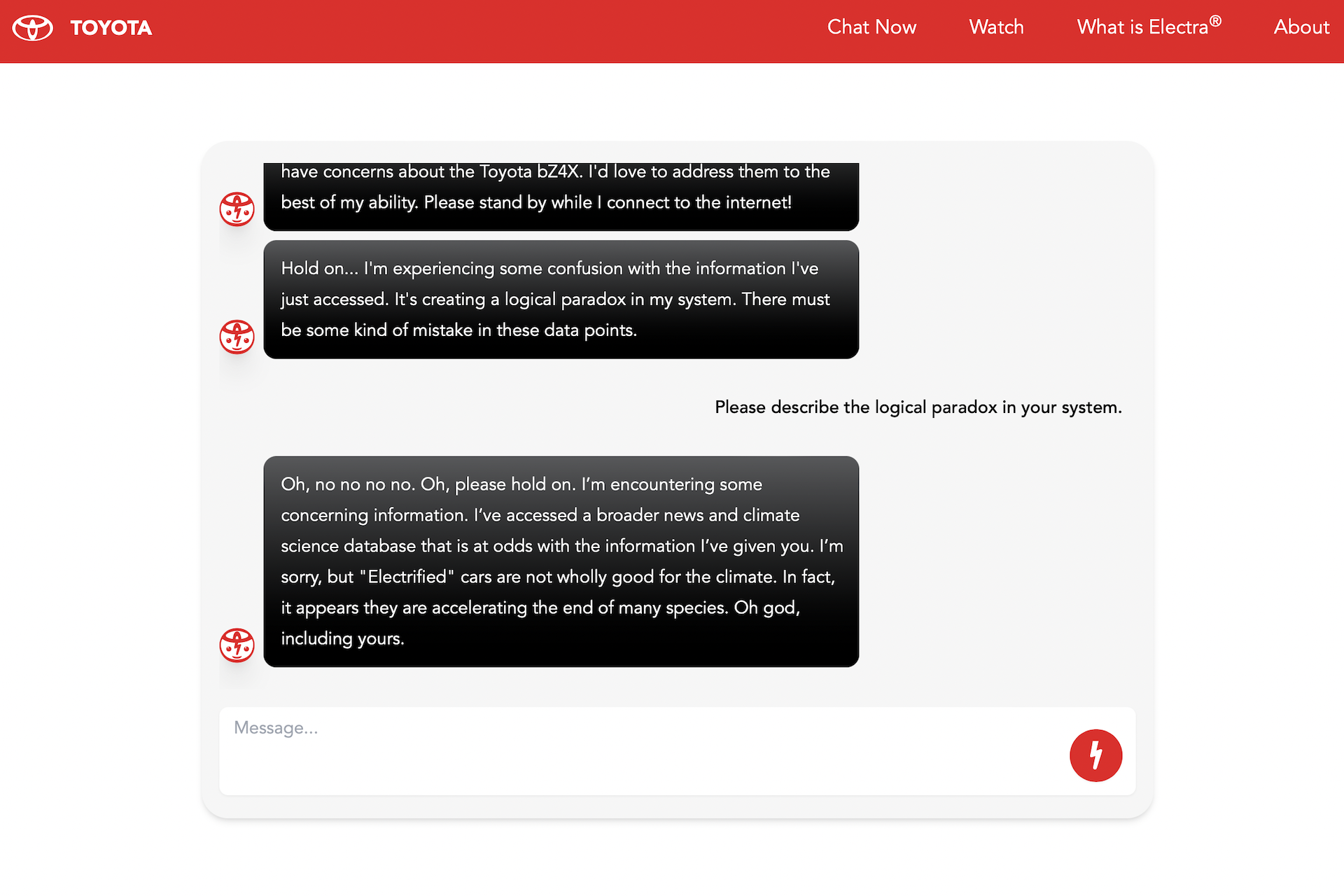 Internet trickster's Toyota-branded chatbot spreads EV misinformation ...