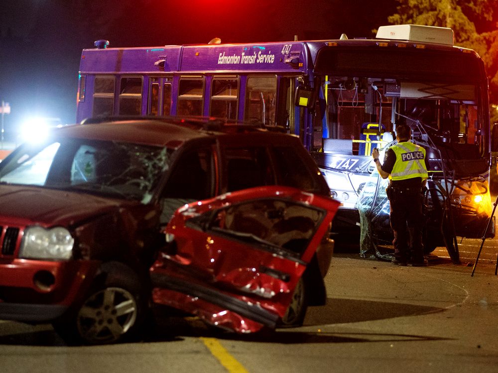 Driver in hospital after collision with ETS bus in west Edmonton ...