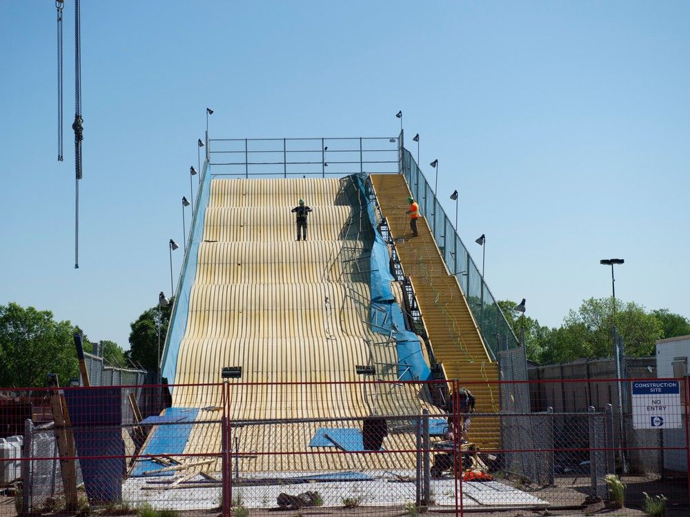 Photos: Edmonton's 'big yellow slide' dismantled after 49 years ...