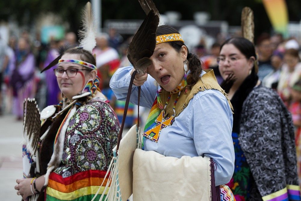 Photos: Alberta hosts first 2-Spirit pow pow at Churchill Square ...