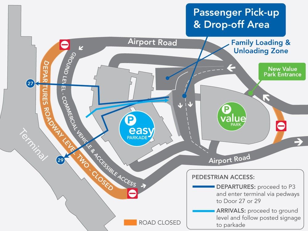 Construction to relocate Edmonton airport pick-up, droff-off areas ...