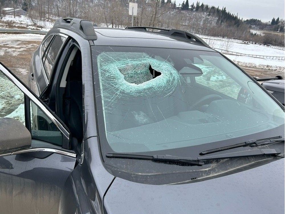 Concrete block thrown onto Edmonton's Whitemud Drive, hitting car: EPS ...