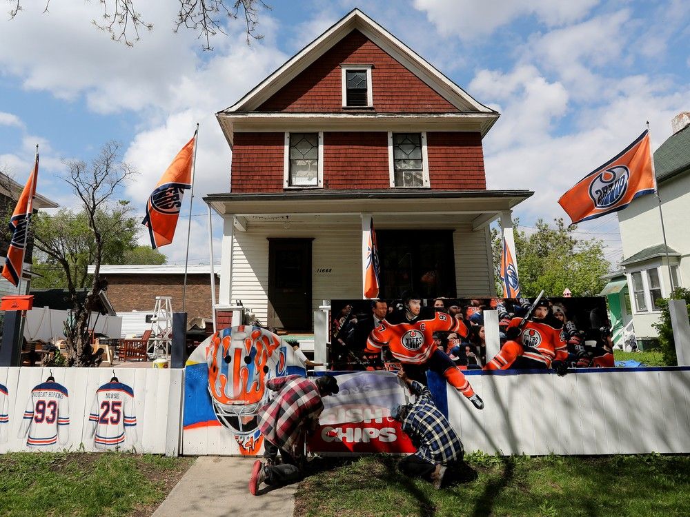 'Let's get it done boys': Oilers super fan decks out home for playoffs ...