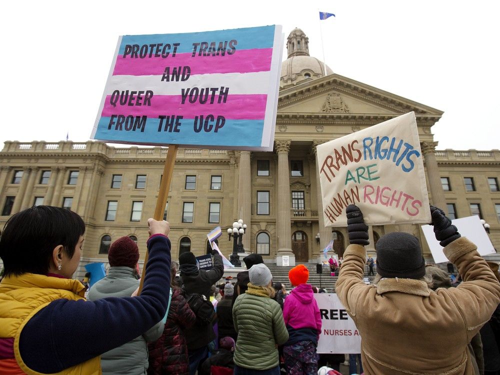 Hundreds attend Edmonton protest against UCP's trans legislation ...