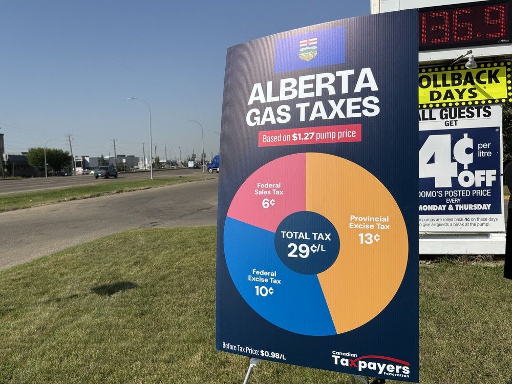 Canadian Taxpayers Federation highlight gas taxes at Edmonton gas ...