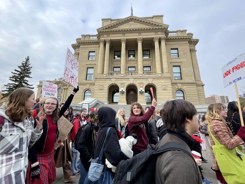 Photos: Students rally for teachers, protestors decry Alberta ...