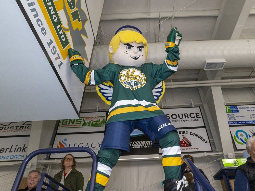 Spruce Grove Saints mascot goes viral for stare-down of opponent ...