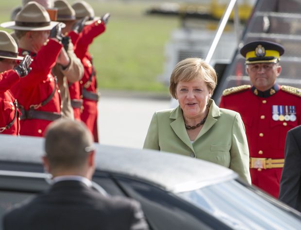 Germany's Merkel lands in Canada for Harper meetings as firms kick off ...