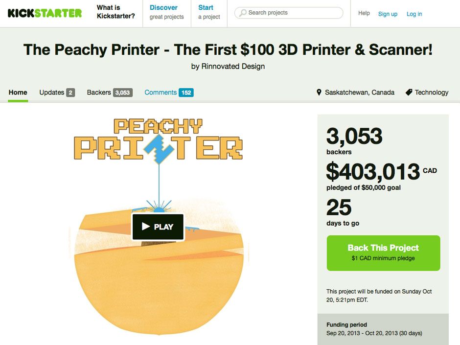 Saskatchewan entrepreneur's 3D Peachy Printer racks up $400,000 on Kickstarter | Financial Post