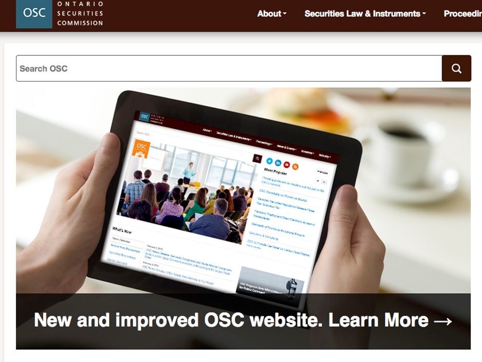 OSC launches new website | Financial Post