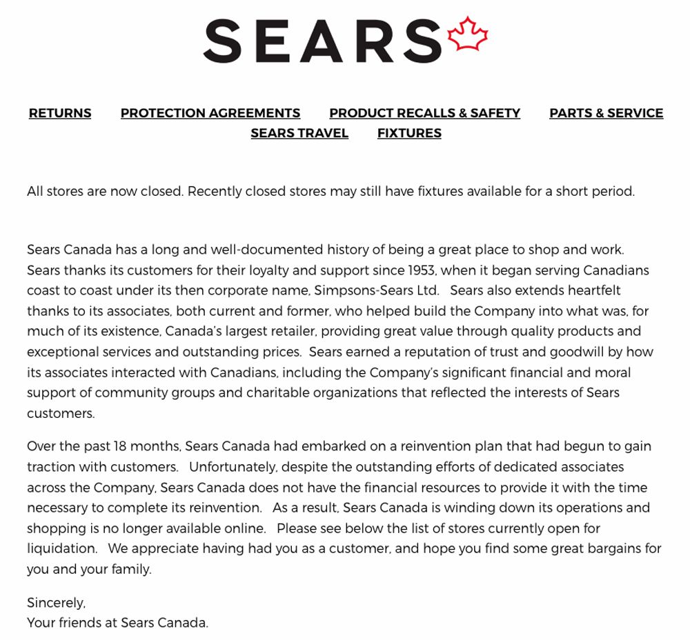 After 65 years, Sears Canada, a longtime staple of our retail landscape ...