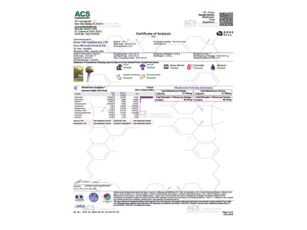 Rose Hill and ACS Laboratory Join Forces to Pioneer Psilocybin Testing ...