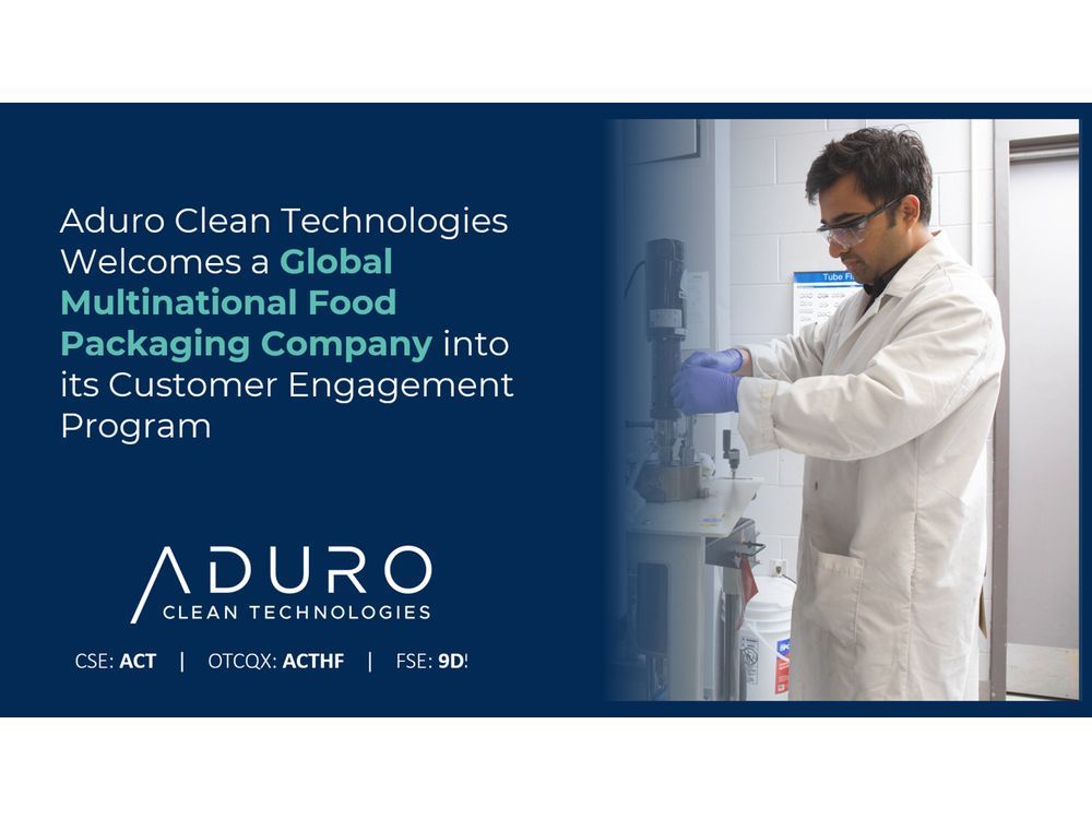 Aduro Clean Technologies Welcomes a Global Multinational Food Packaging ...