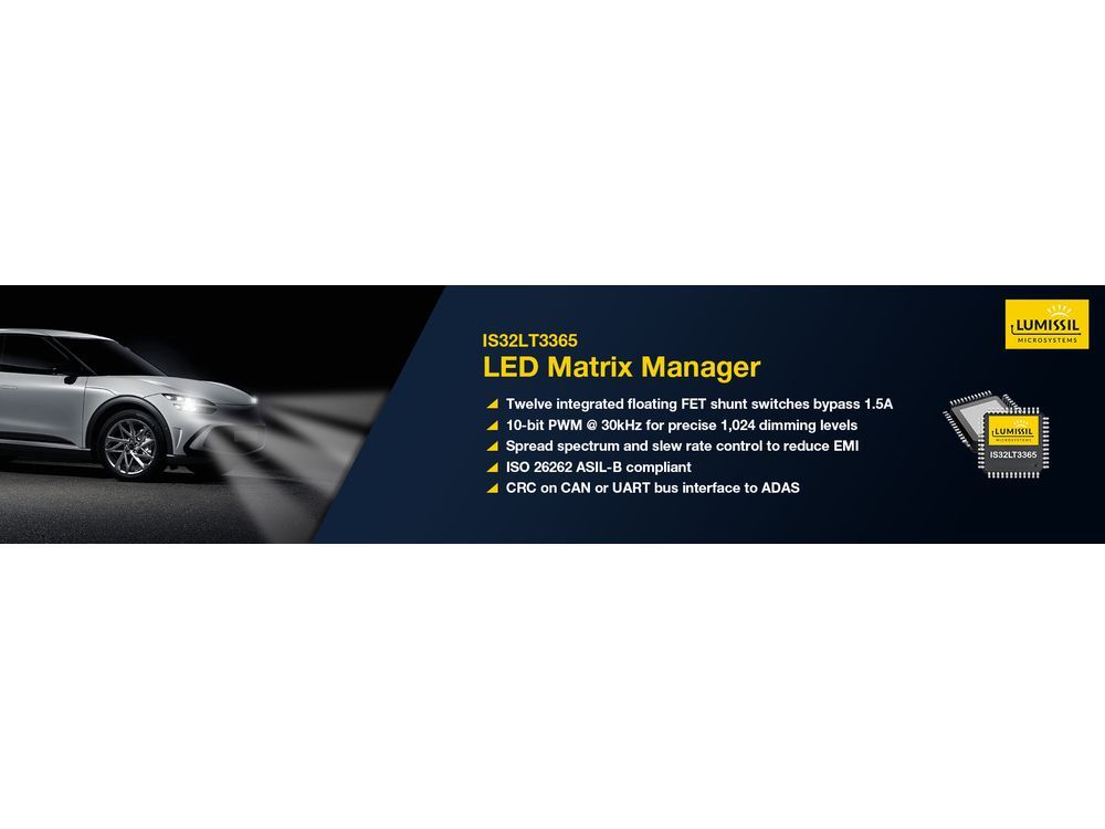 IS32LT3365 LED Matrix Manager for Adaptive Beam Headlamps | Financial Post