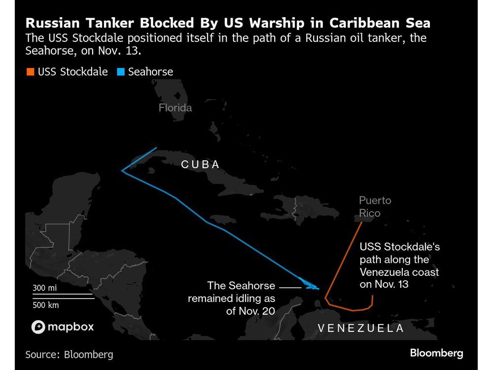 US Warship Cuts Path of Russian Tanker Headed to Venezuela | Financial Post