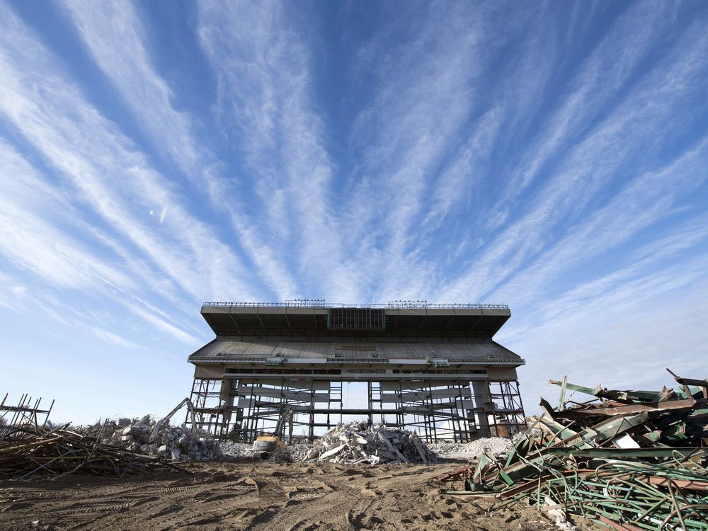 WATCH LIVE: Taylor Field grandstand comes toppling down | Regina Leader ...